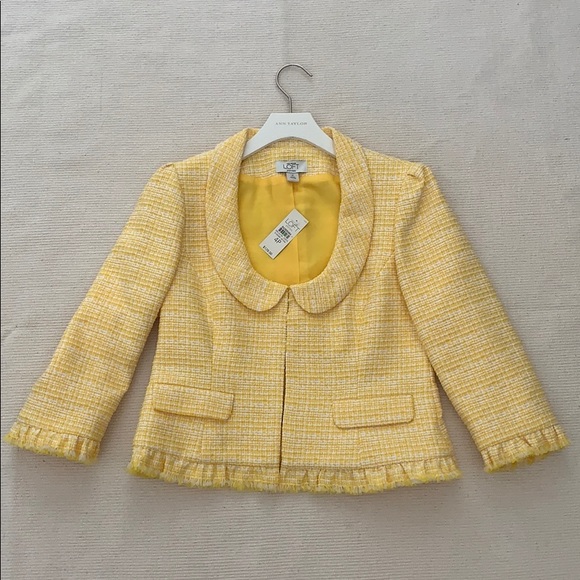 LOFT | Jackets & Coats | Yellow Tweed Jacket Blazer | Poshmark